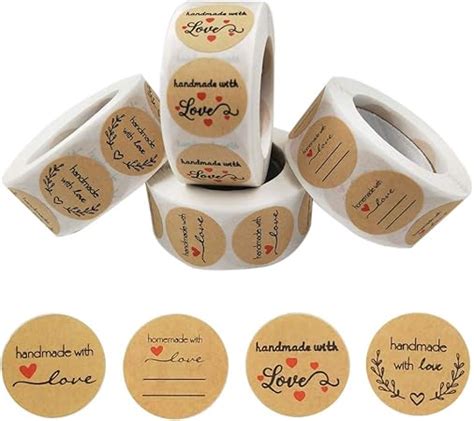 2000 Stück Handmade Aufkleber Etiketten Marmelade 4 Rollen Love