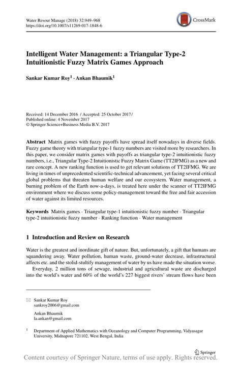 intelligent water management a triangular type 2 intuitionistic fuzzy matrix games approach