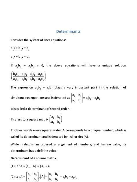 determinants pdf determinant matrix mathematics