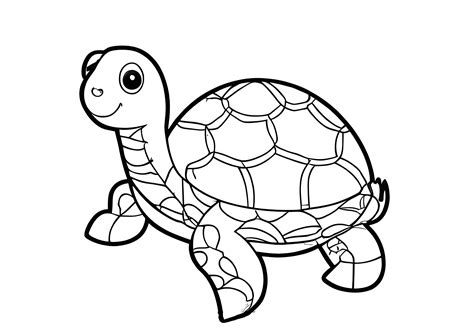 Dibujos para colorear para niños de una preciosa Tortuga con un bonito
