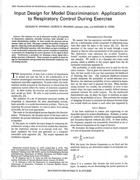 pdf input design for model discrimination application to respiratory control during exercise