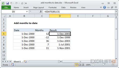 Add Months To Date Excel Formula Exceljet