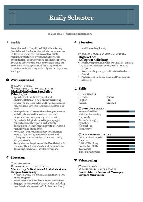 Digital Marketing Specialist Resume Sample Kickresume