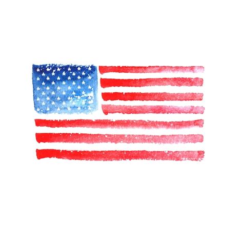 Bandeira da américa eua desenhados à mão em aquarela sobre fundo branco
