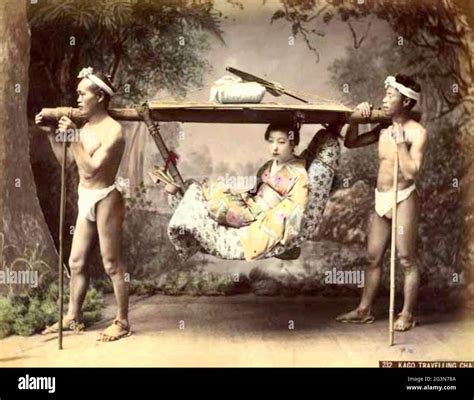 Vintage Kusakabe Kimbei Photograph From Old Japan Travelling Chair