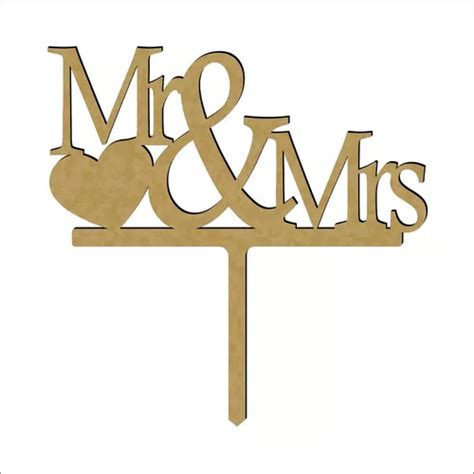 50 Letreros Cake Toppers Mr Y Mrs 20x20cm Mdf P Pastel Boda