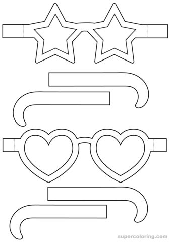 Party Paper Eyeglasses With Star And Heart Blank Free Printable