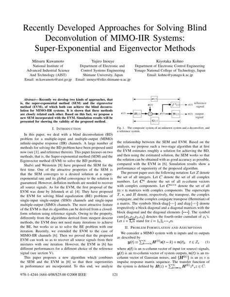 pdf recently developed approaches for solving blind deconvolution of mimo iir systems super
