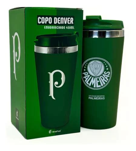 Copo Térmico Emborrachado De Inox Palmeiras C Tampa Oficial