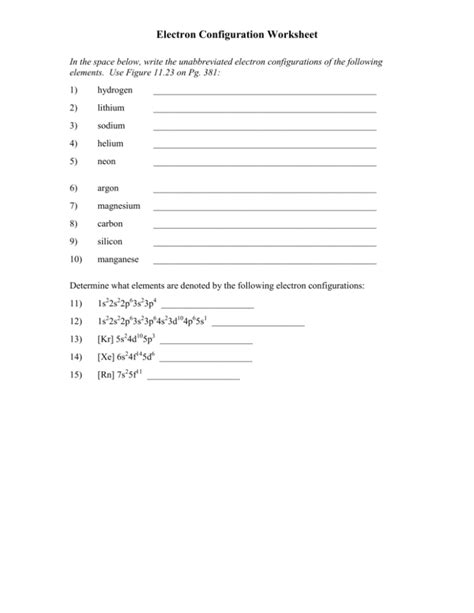 Electron Configuration Practice Worksheet Answers Englishworksheet My Id
