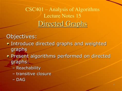 ppt csc401 analysis of algorithms lecture notes 15 directed graphs powerpoint presentation