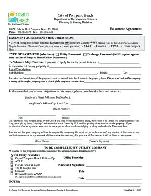 FL Easement Agreement City Of Pompano Beach 2022 2024 Fill And Sign