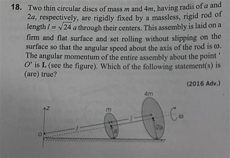 Solved In Iit Jee 2016 Advanced Rotation Problem Involving Chegg