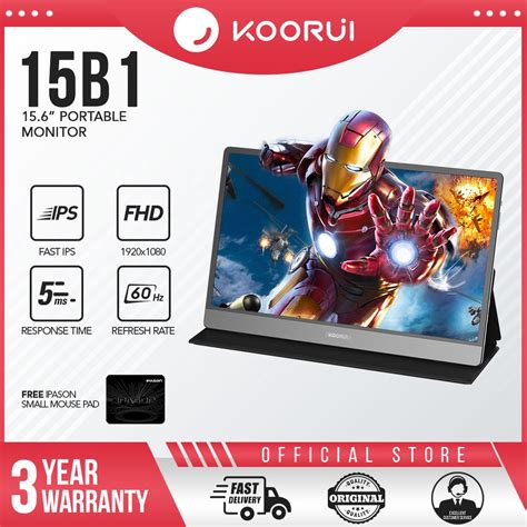 KOORUI 15B1 Portable Monitor 15 6 Inch 1080P FHD Portable Laptop
