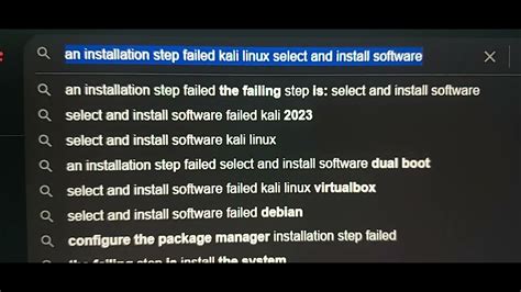 Instalation Step Failed Kali Linux Select And Install Software