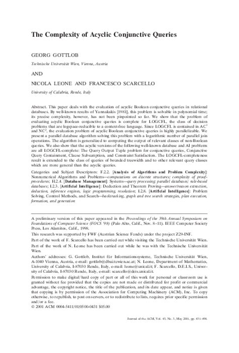 pdf the complexity of acyclic conjunctive queries georg gottlob