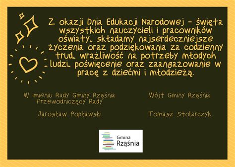 Życzenia z okazji Dnia Nauczyciela Gmina Rząśnia