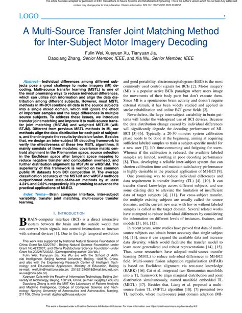 pdf a multi source transfer joint matching method for inter subject motor imagery decoding