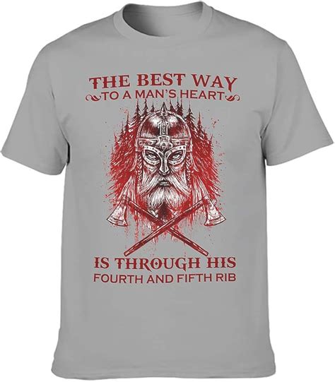 Herren T Shirt Baumwolle Crewneck Kurzarm Mehrfarbig Wikinger Krieger
