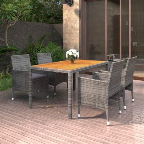 Pe As Conjunto De Jantar Para Jardim Vime Pe Cinzento
