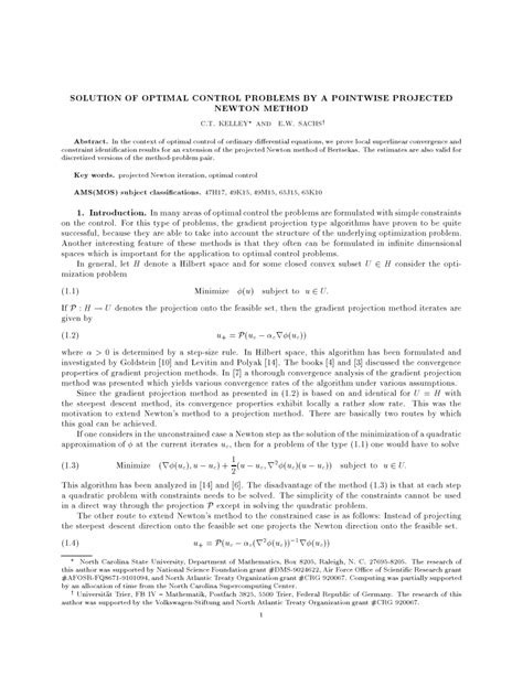 pdf solution of optimal control problems by a pointwise projected newton method