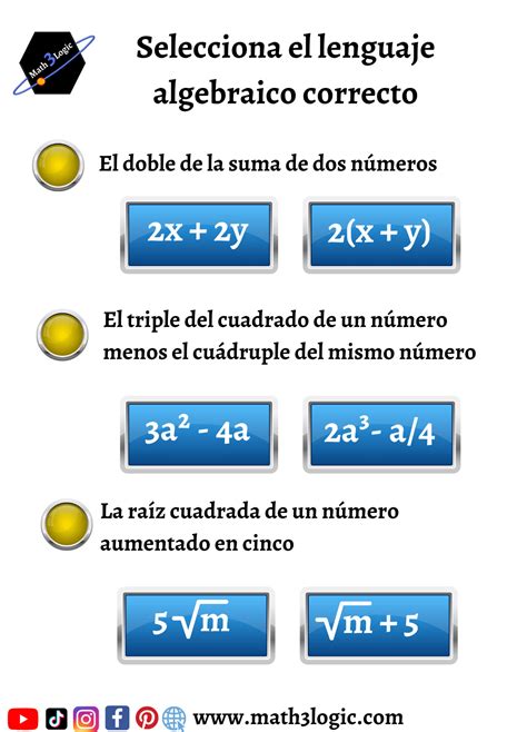 Ejercicios Interactivos Practica Y Aprende Lenguaje Algebraico