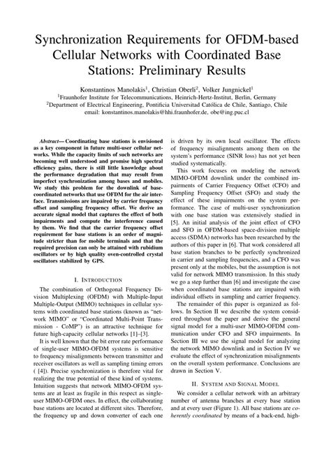 pdf synchronization requirements for ofdm based cellular networks with coordinated base