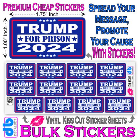 Trump For Prison 2024 Bulk 12 Stickers Per Sheet Pack Anti Trump EBay