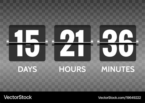 Flip Countdown Timer Numbers On Transparent Vector Image