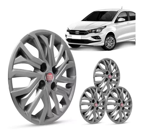 Jogo Calota Aro Fiat Argo Cronos Prata Emblema