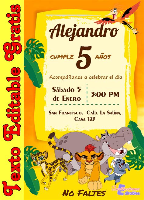 Invitación de La Guardia del León 01 Gratis Invitaciones Editables 2025