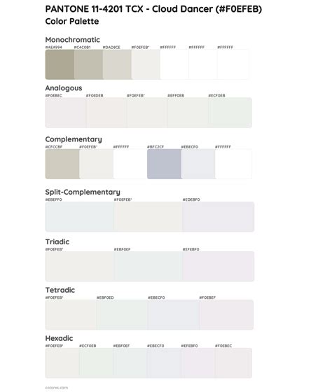 PANTONE 11 4201 TCX Cloud Dancer Color Palettes Colorxs