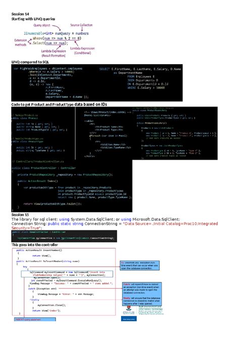 cheat sheet 2 session 14 starting with linq queries linq compared to sql code to get product