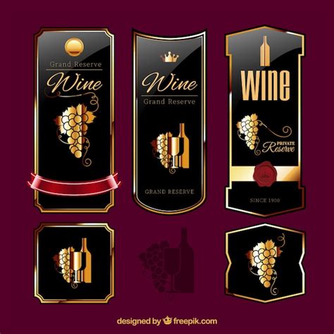 Etiquetas De Vino Elegantes Vector Premium
