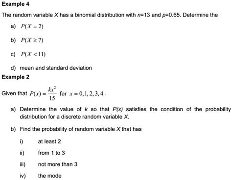 solved example 4 the random variable x has a binomial distribution with n 13 and p 0 65