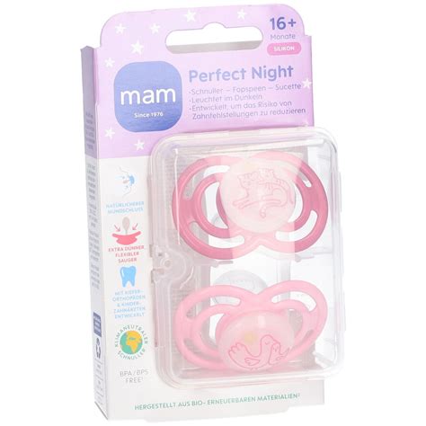 MAM Perfect Nuit Duo de tétines rose en silicone 16 mois et 2 pc s
