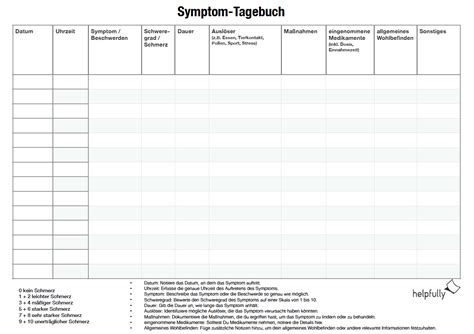 Symptom Tagebuch Erkrankung Allergie Unverträglichkeit A4 Vorlage