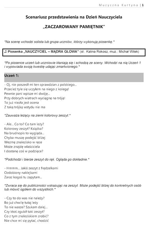 Pakiet Podziękujmy Nauczycielom Muzyczna Kurtyna