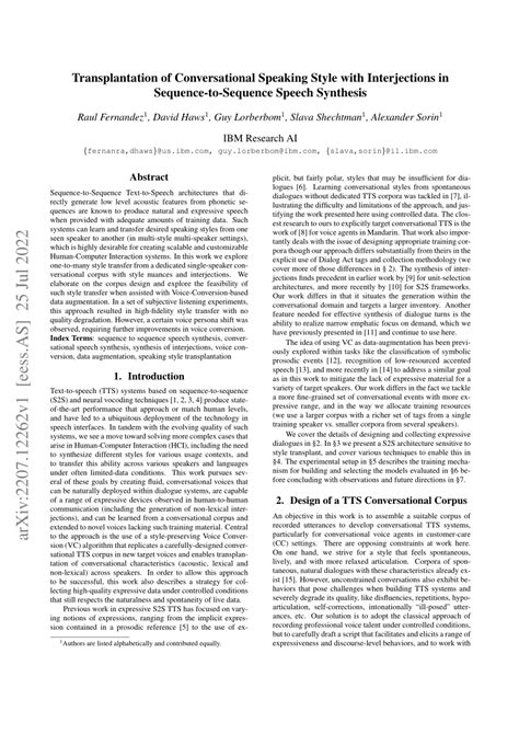 pdf transplantation of conversational speaking style with interjections in sequence to