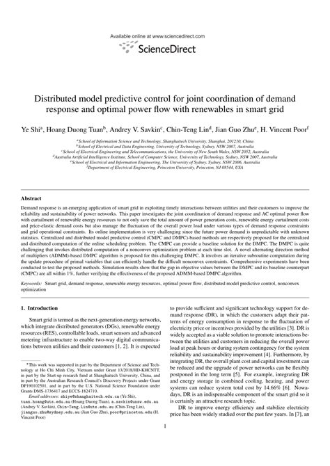 pdf distributed model predictive control for joint coordination of demand response and optimal