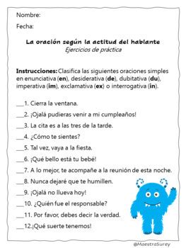 La Oraci N Seg N La Actitud Del Hablante By Maestra Surey Tpt