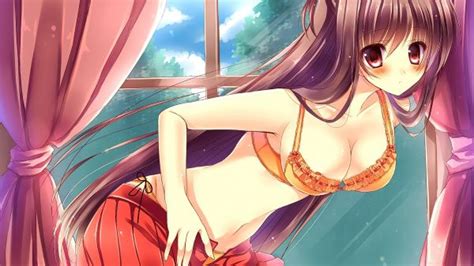 Wallpaper Window Eyes Long Hair Anime Girls Brunette Sky Clouds