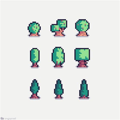 Small Pixelart Trees Pixel Art Landscape Pixel Art Tutorial Pixel