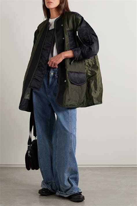 Sacai Paneled Grosgrain Trimmed Shell Ripstop And Cotton Blend Twill