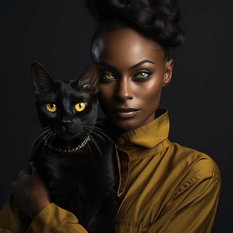 Premium Ai Image Beautiful Black Ethnic Woman With Yellow Eyes Holds