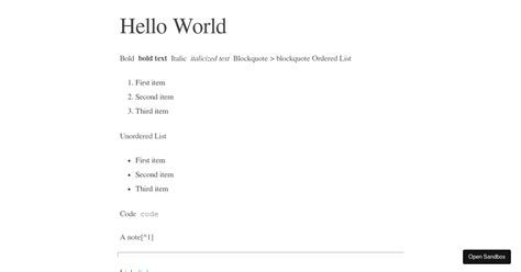 React Markdown Example Codesandbox