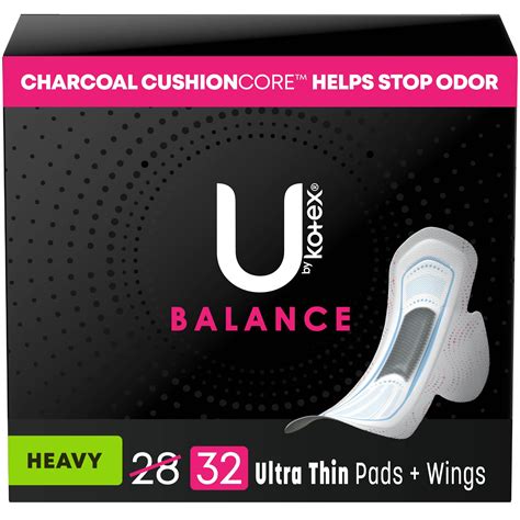 U By Kotex Balance Ultra Thin Pads With Wings Heavy Absorbency