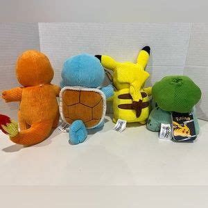 Pokemon Toys 4pc Pokmon Corduroy Select Plushies Pikachu Bulbasaur