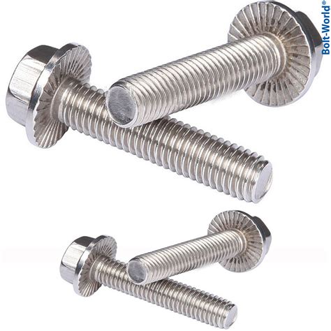 M M M M Flange Hexagon Hex Head Serrated Metric Bolts Set Screws Zinc