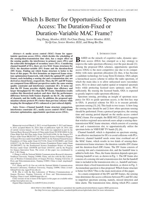pdf which is better for opportunistic spectrum access the duration fixed or duration variable